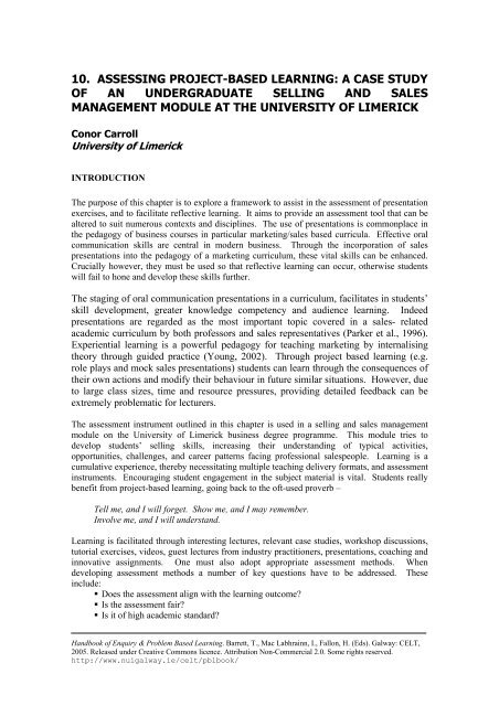 10. ASSESSING PROJECT-BASED LEARNING: A CASE STUDY OF ...