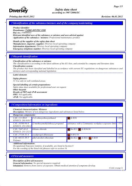 MSDS Diversey Material Safety Data Sheets, 47% OFF MSDS Diversey Material Safety Data Sheets, 47% OFF