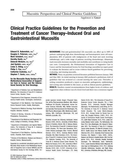Clinical practice guidelines for the prevention and treatment of ...