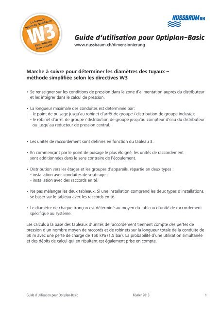 Guide d'utilisation pour Optiplan-Basic