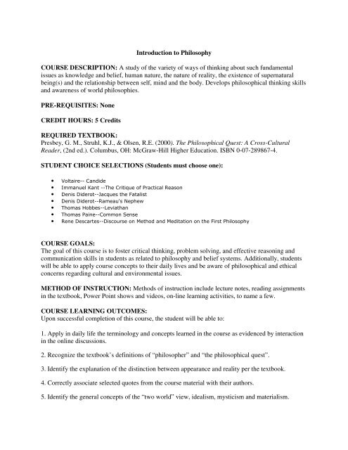 Introduction to Philosophy Syllabus - National University Virtual High ... Introduction to Philosophy Syllabus - National University Virtual High ...
