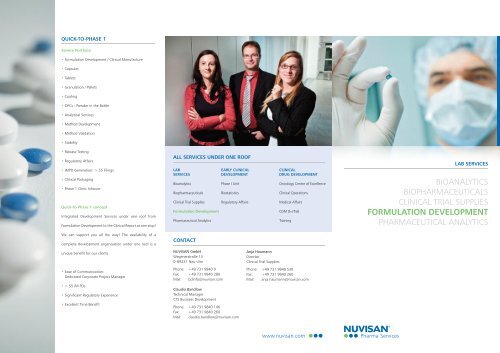 Formulation Development - NUVISAN Pharma Services