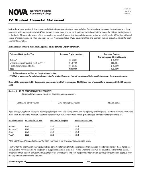 F-1 Financial Statement Form