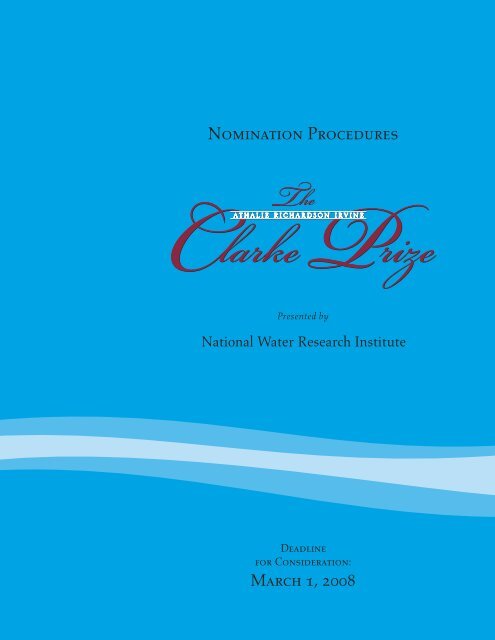 Clarke Prize Nom Pro.. - National Water Research Institute