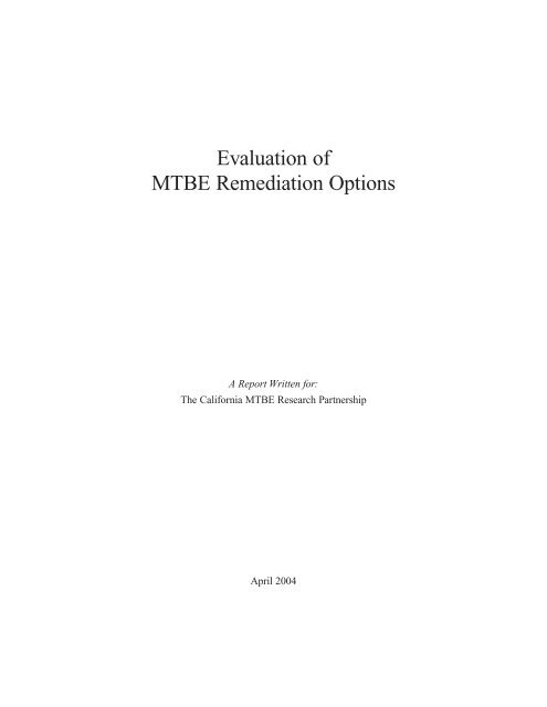 Evaluation of MTBE Remediation Options - National Water ...