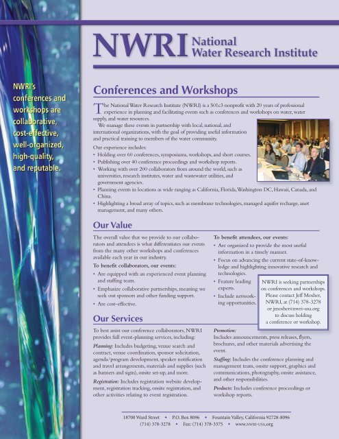 (NWRI) Is A - National Water Research Institute
