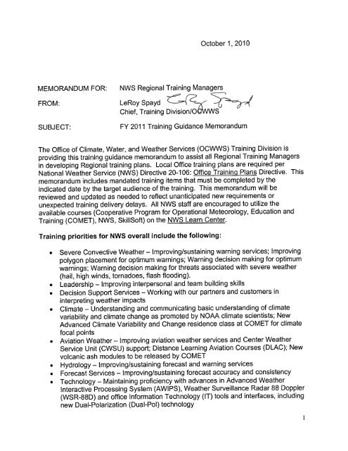 Training Guidance Memo - NOAA