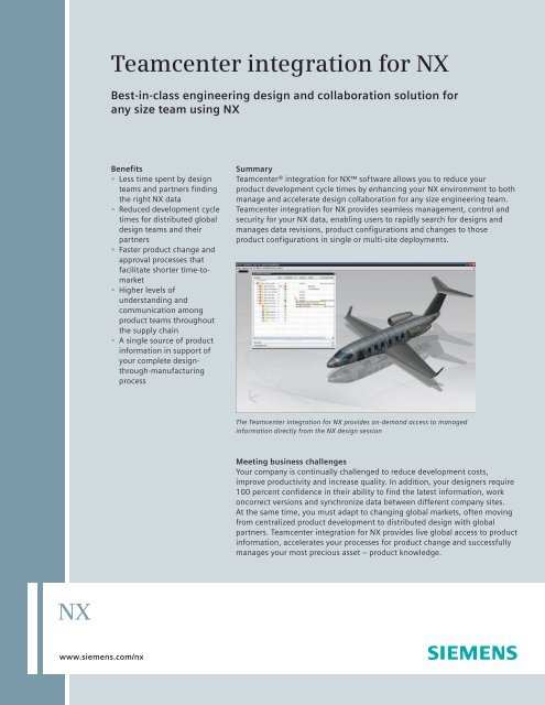 Teamcenter Integration for NX Fact Sheet - Siemens PLM Software