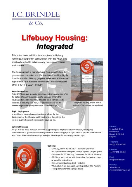 Datasheet - Lifebuoy Housings - Integrated