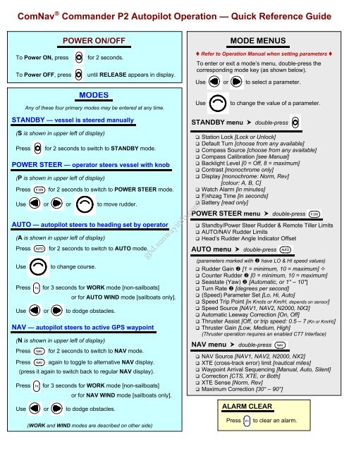 Commander P2 Quick Reference Guide