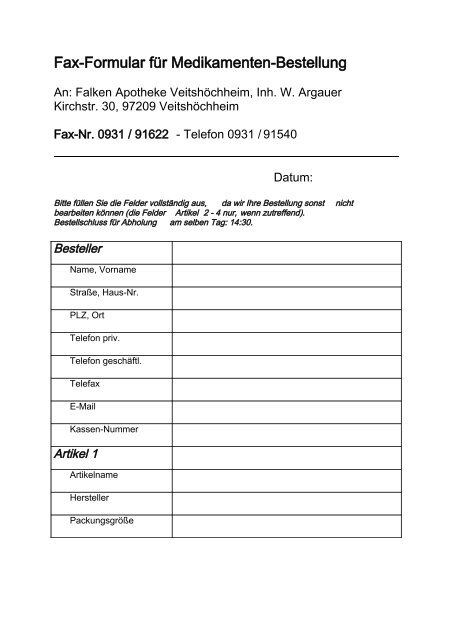 Faxformular (PDF) - Falken-Apotheke