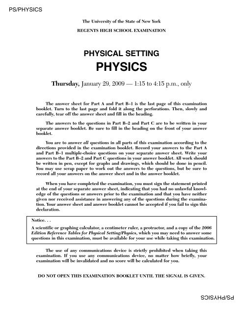 Physical Setting/Physics Examination