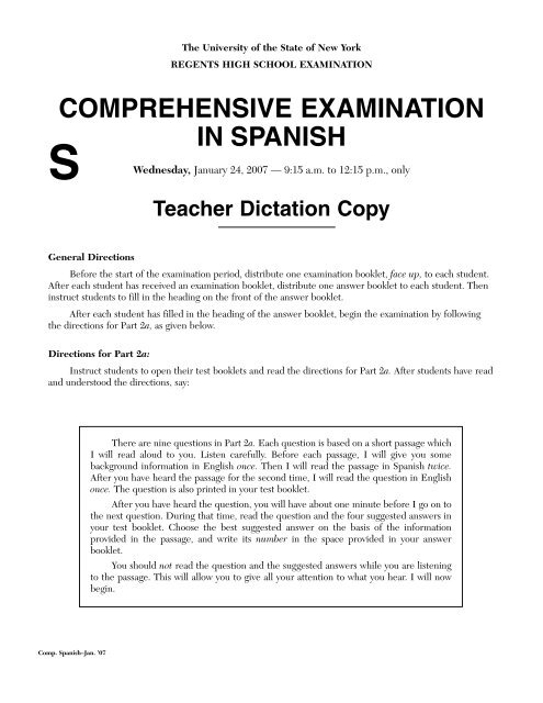 COMPREHENSIVE EXAMINATION IN SPANISH