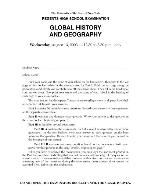GLOBAL HISTORY AND GEOGRAPHY