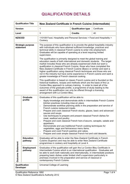 New Zealand Certificate or Diploma - NZQA