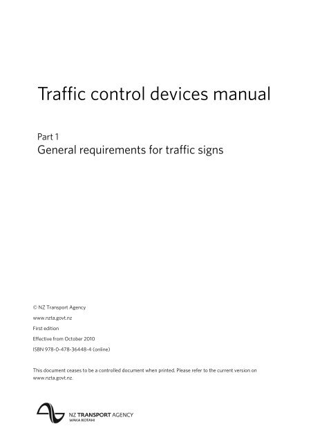 Part 1: General requirements for traffic signs - NZ Transport Agency