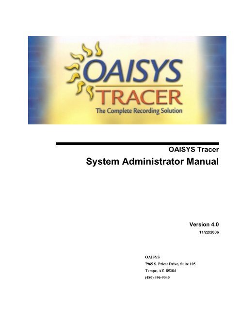 System Administrator Manual - Oaisys