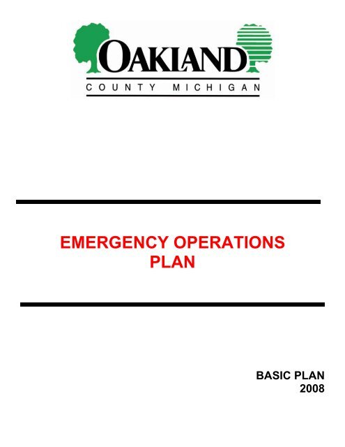 EMERGENCY OPERATIONS PLAN - Oakland County