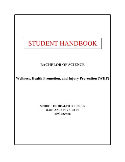 STUDENT HANDBOOK - Oakland University