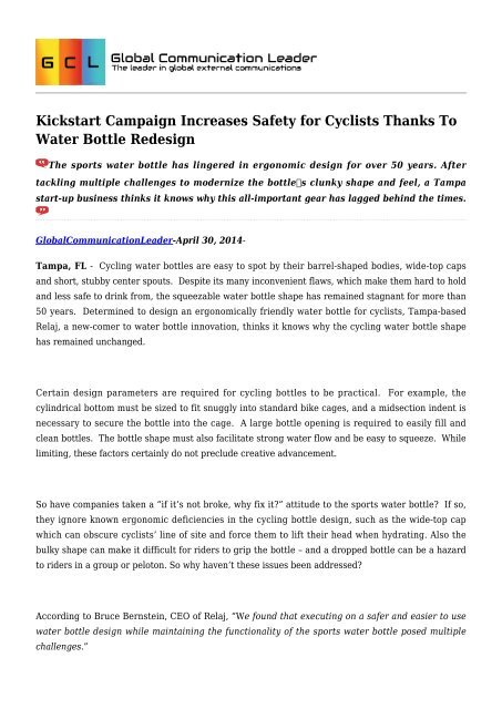 Kickstart Campaign Increases Safety for Cyclists Thanks To Water Bottle ...