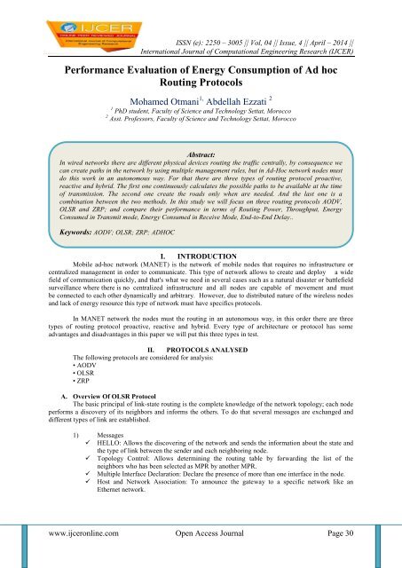 Performance Evaluation Of Energy Consumption Of Ad Hoc Routing Protocols