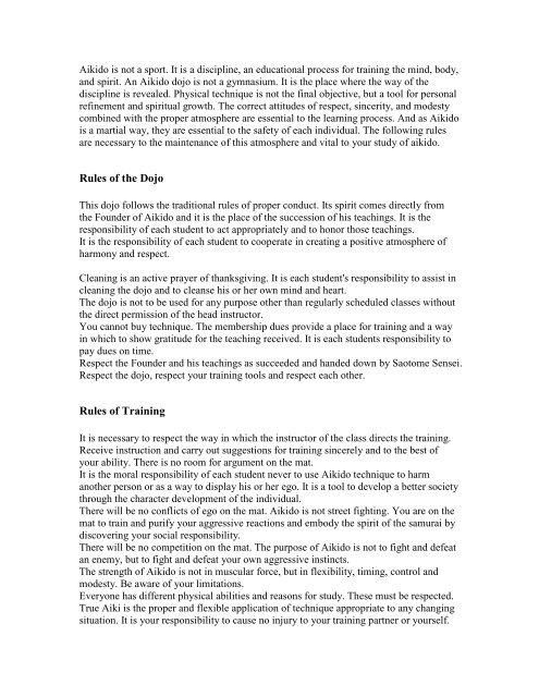 dojo rules & etiquette