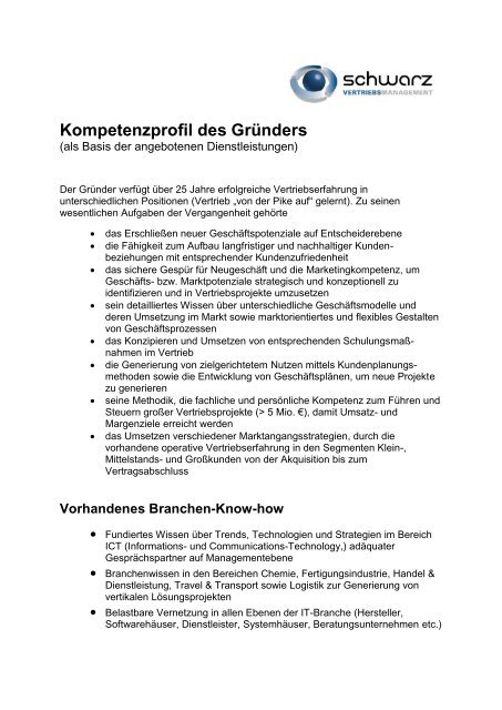 Kompetenzprofil des Gründers