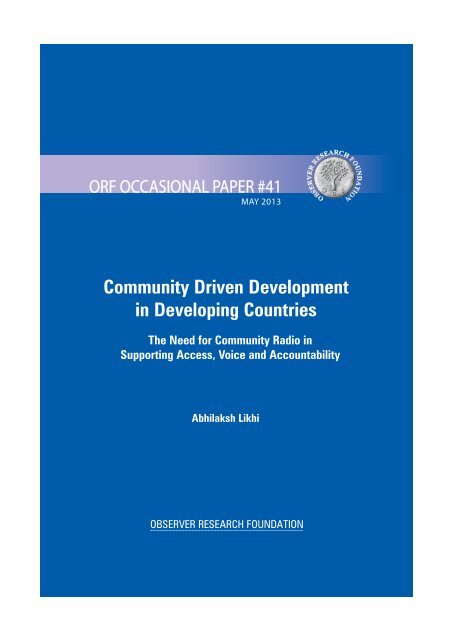 Community Driven Development in Developing Countries