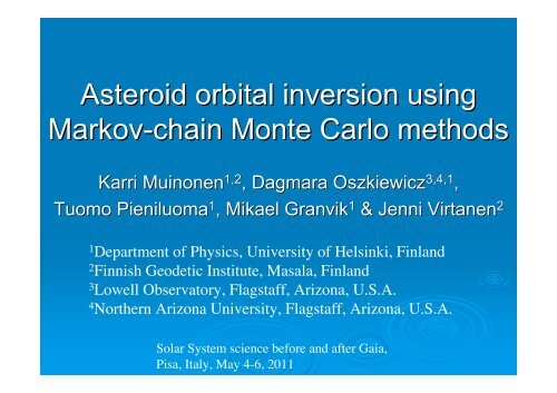 Asteroid orbital inversion using Markov-chain Monte Carlo methods