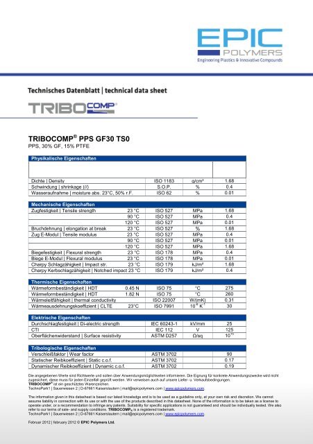 TRIBOCOMP PPS GF30 TS0 - Epic Polymers