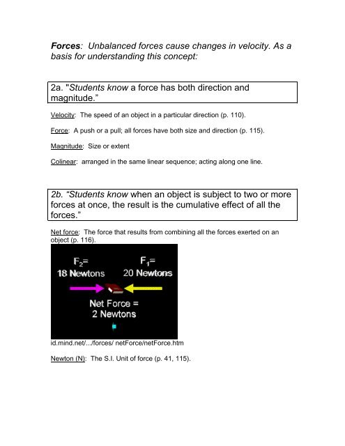 Forces: Unbalanced forces cause changes in velocity