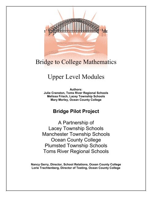 Bridge to College Mathematics Upper Level Modules