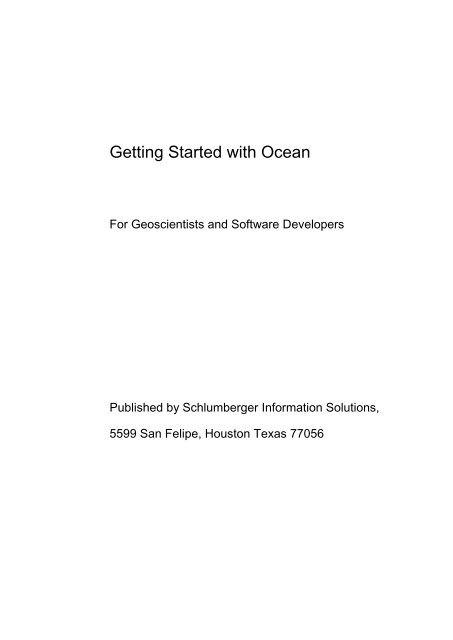 Ocean framework for Petrel 2013.1 - Ocean - Schlumberger