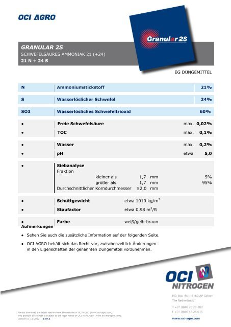 GRANULAR 2S - OCI Nitrogen