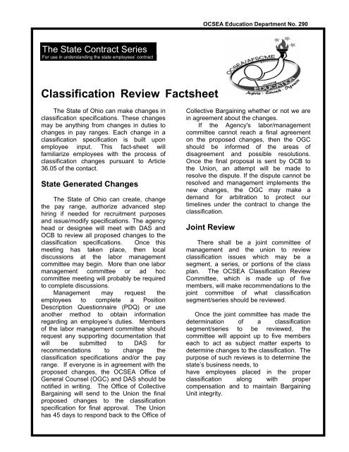 Classification Review Factsheet - OCSEA
