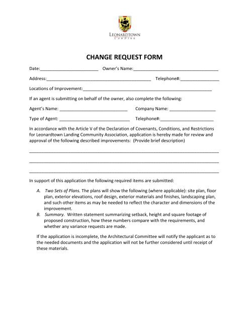CHANGE REQUEST FORM