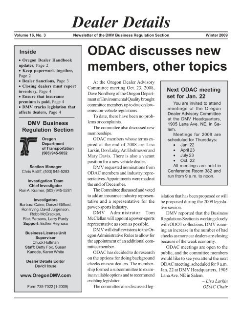 Dealer Details - Oregon Department of Transportation