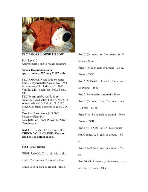 tlc amore hound pillow - Knitting Warehouse