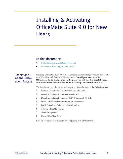 Installing & Activating the OfficeMate Suite - OfficeMate Software ...