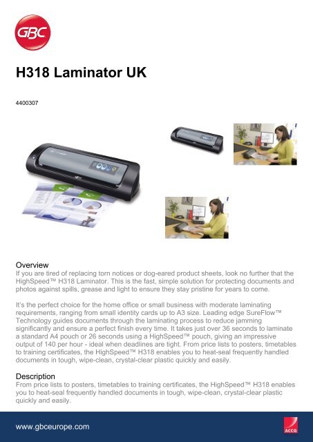 H318 Laminator UK