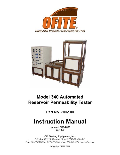 700-100 - Reservoir Permeability Tester - OFI Testing Equipment, Inc.