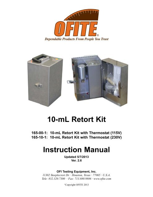 10 mL Retort Kit - OFI Testing Equipment, Inc.