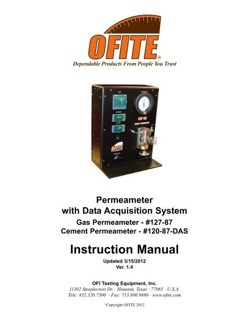 Instruction Manual - OFI Testing Equipment, Inc.