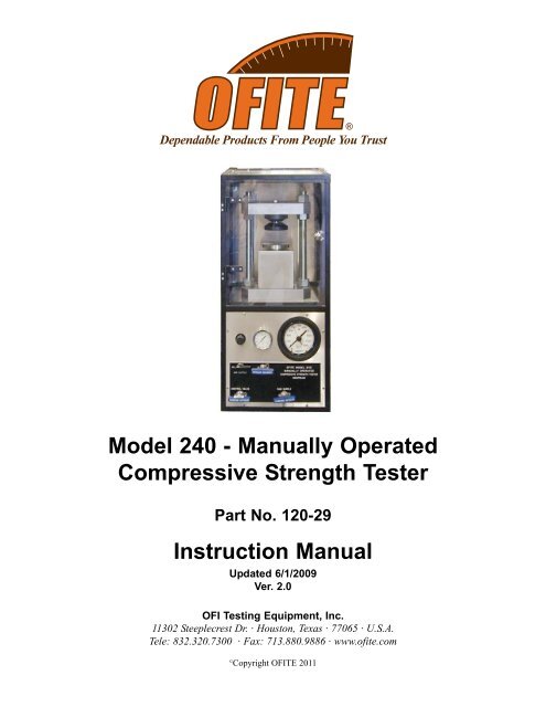 Manual Compressive Strength Tester - OFI Testing Equipment, Inc.