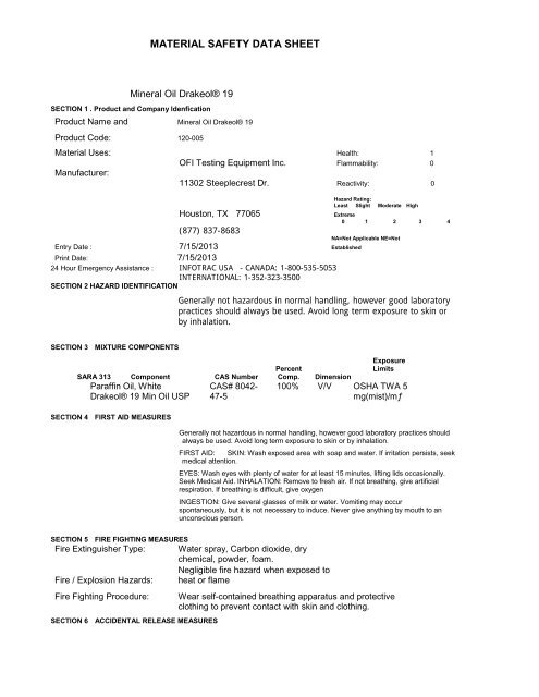 MATERIAL SAFETY DATA SHEET