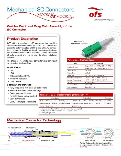 Mechanical SC Connectors - OFS