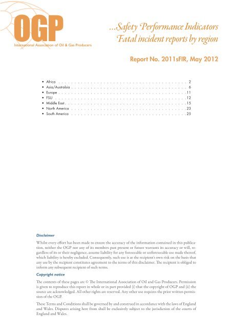…Safety Performance Indicators Fatal incident reports by region - OGP