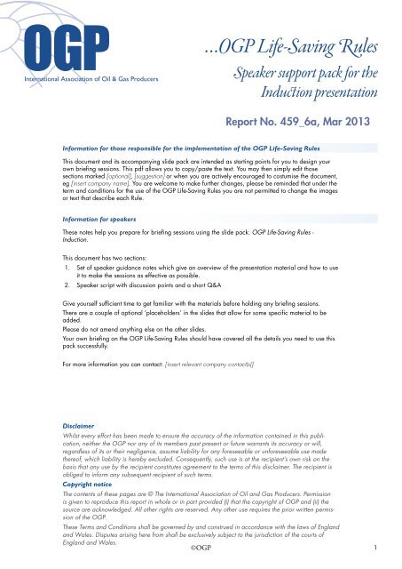 …OGP Life-Saving Rules