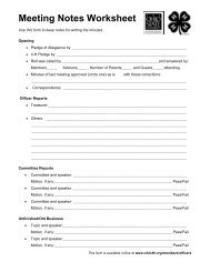 SECRETARY’S WORKSHEET FOR 4-H CLUB MEETINGS