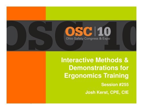 Interactive Methods & Demonstrations for Ergonomics Training